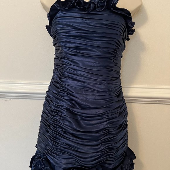 Jasz Couture | Dresses | Jasz Couture Ruffle Mini Dress Cocktail Navy ...